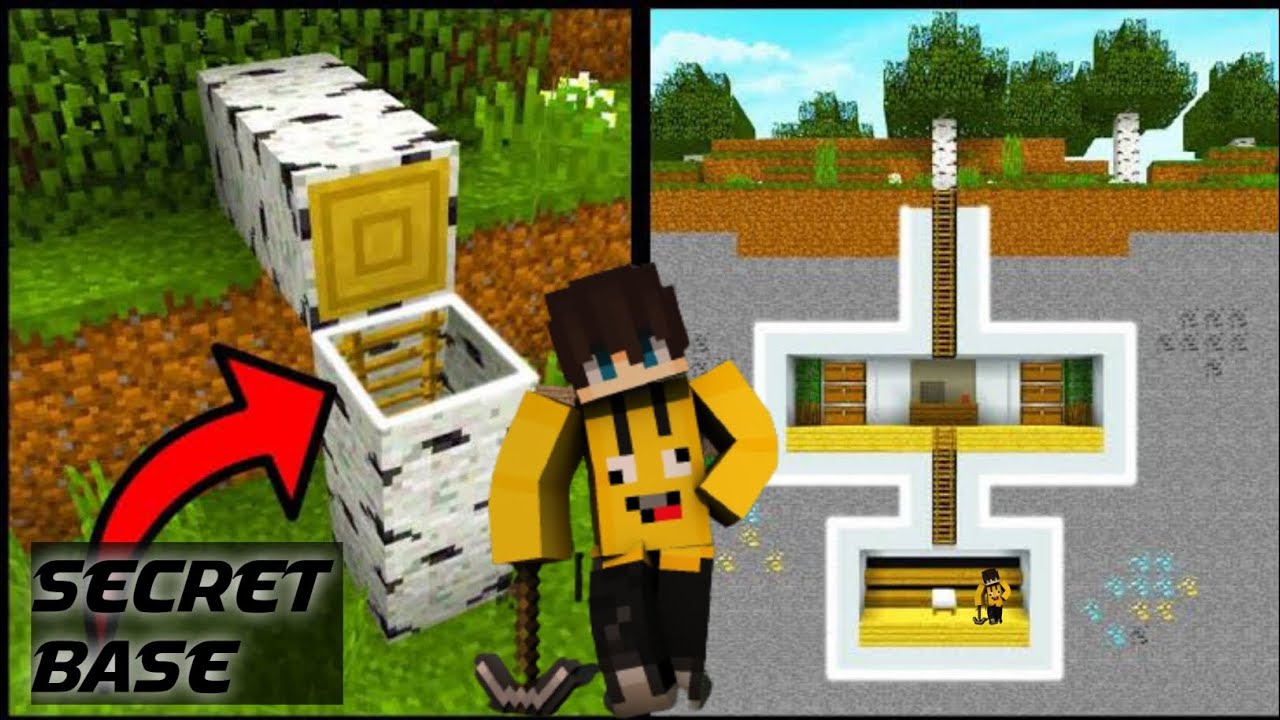 How To Build a Secret Base In Minecraft PE (BY LAZY SK) - YouTube