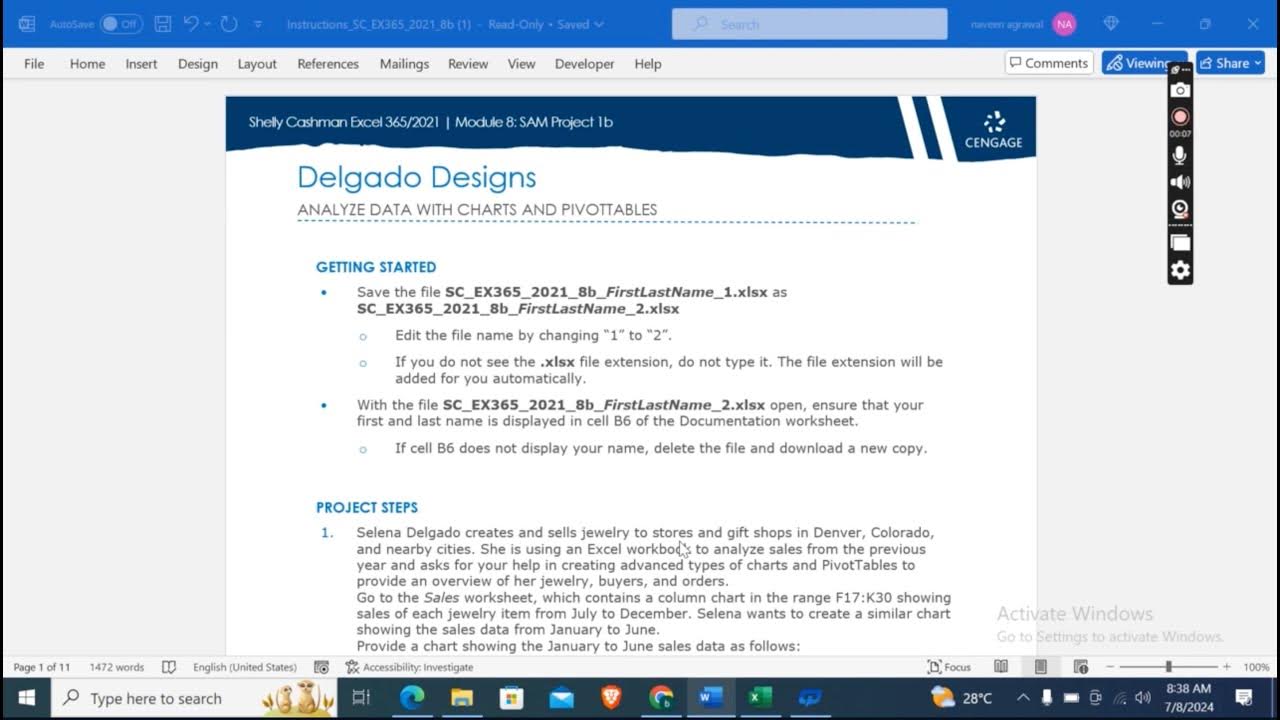 Excel Module 8 SAM Project 1b | Shelly Cashman Excel 365/2021 | Delgado ...