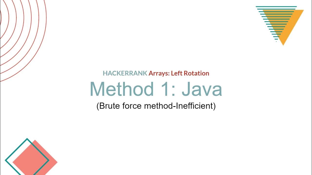 Arrays: Left Rotation HackerRank Solution -Java (Version 1) - YouTube