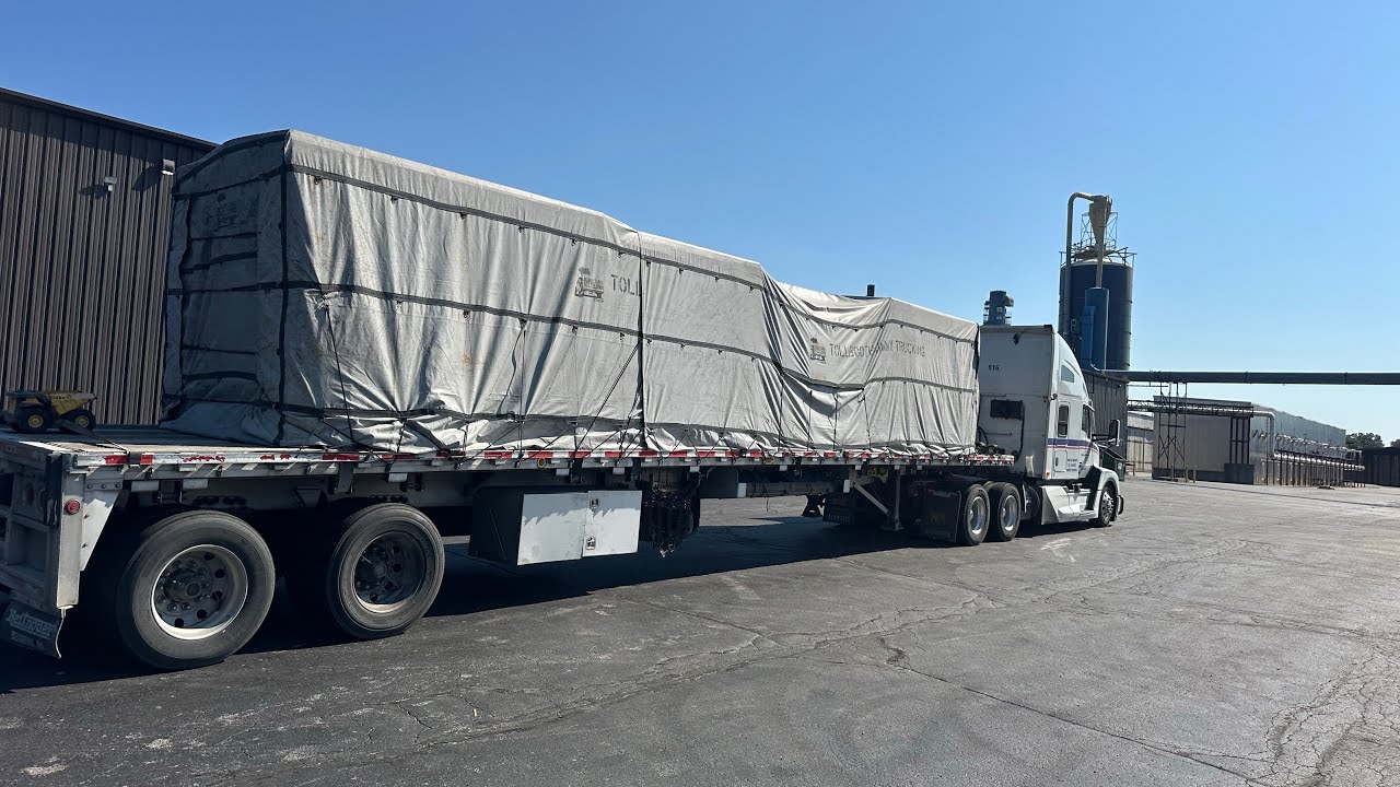 OTR Flatbed Trucking #388. Moving the load from old trailer to the new ...