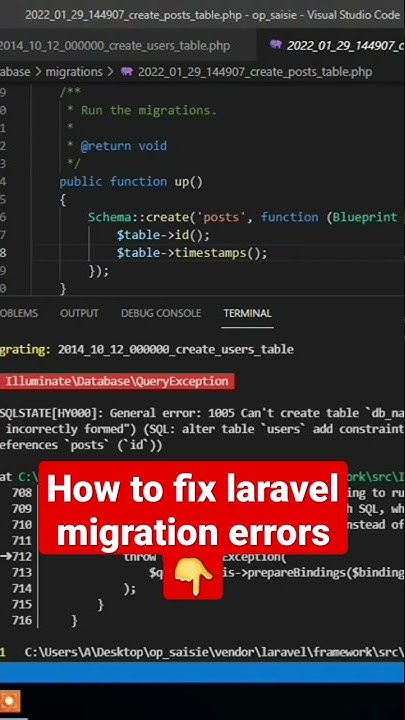 fix laravel migration errors #laravel #laravel8 #laravel9 #لارافيل #error - YouTube