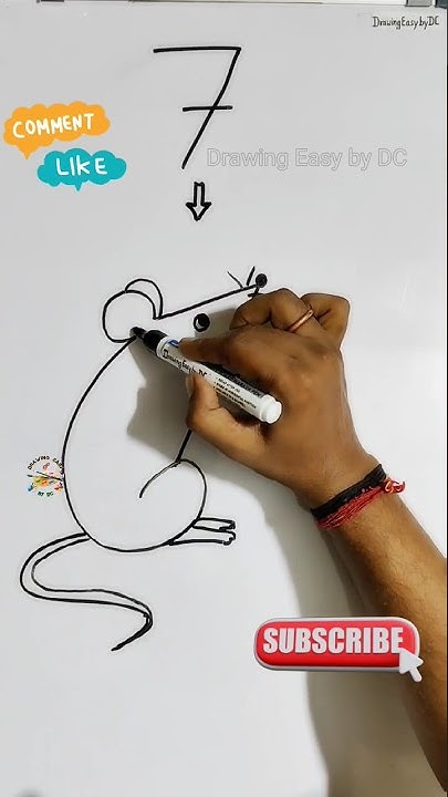 drawing from number 7 |How to draw a mouse | mouse drawing easy | mouse ...