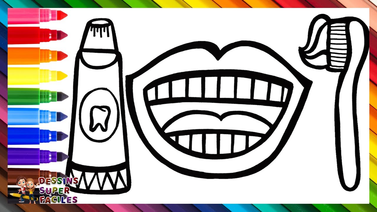 Dessiner et Colorier une Bouche avec du Dentifrice et une Brosse à ...