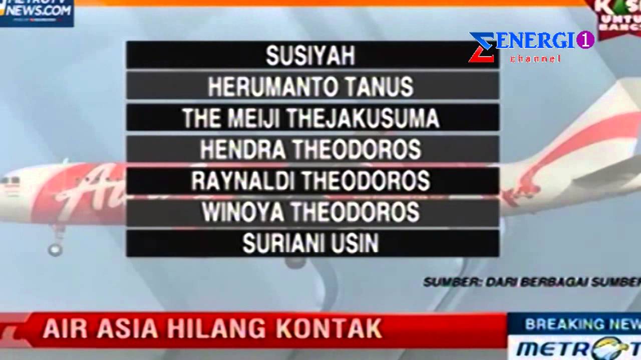 List of Passenger Name AirAsia Flight Number QZ8501 - YouTube