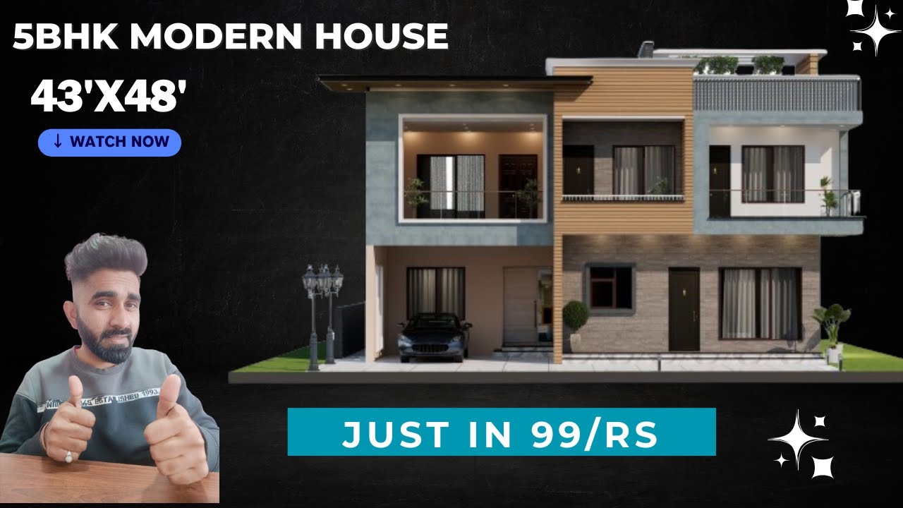 43x48 feet 5bhk house with corner view | 400 gaj 3d house design ...