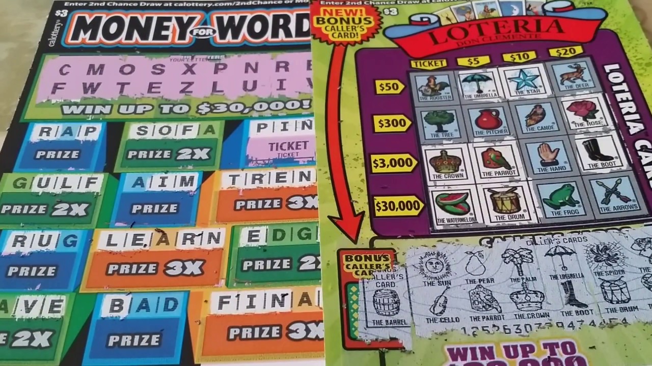 MONEY FOR WORDS AND LOTERIA - CALIFORNIA LOTTO SCRATCHERS - YouTube