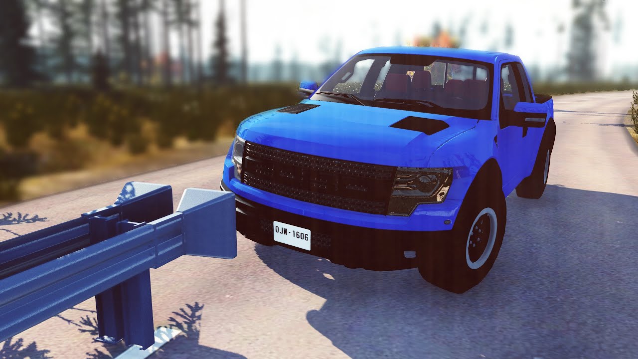 Cars vs Guardrail - BeamNG drive - YouTube