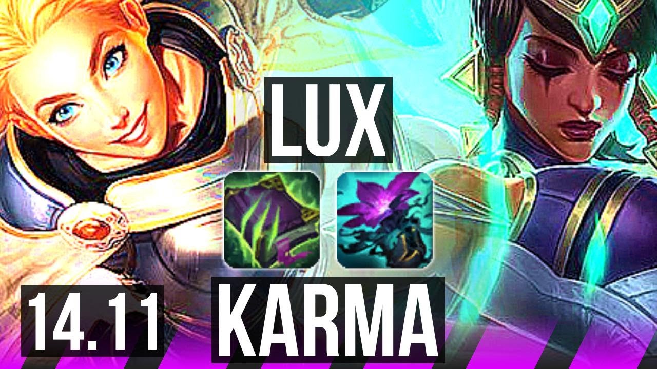 LUX & Ezreal vs KARMA & Caitlyn (SUP) | 4/3/21, 700+ games, Comeback ...
