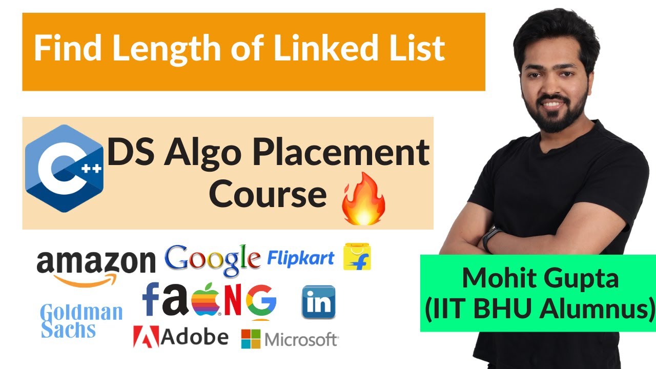 Lecture 63 Find Length Of Linked List C DS Algo Placement Course Lecture 63 Find Length Of Linked List C DS Algo Placement Course