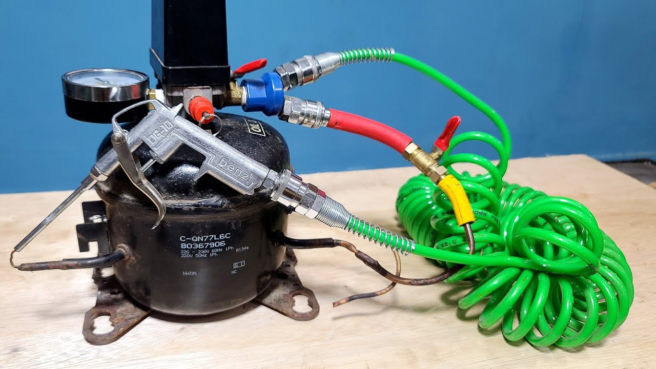 Genius idea for a quiet and noiseless air compressor - YouTube