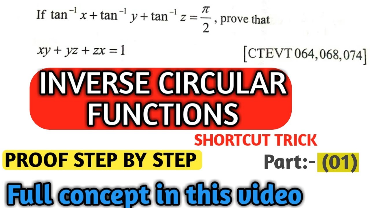 Inverse Circular Functionmathsmost Important Questions For Ctevt1st 0748