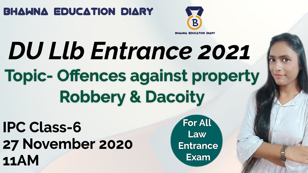 #dullb IPC CLASS- 6 ROBBERY & DACOITY IN INDIAN PENAL CODE|For All Law ...