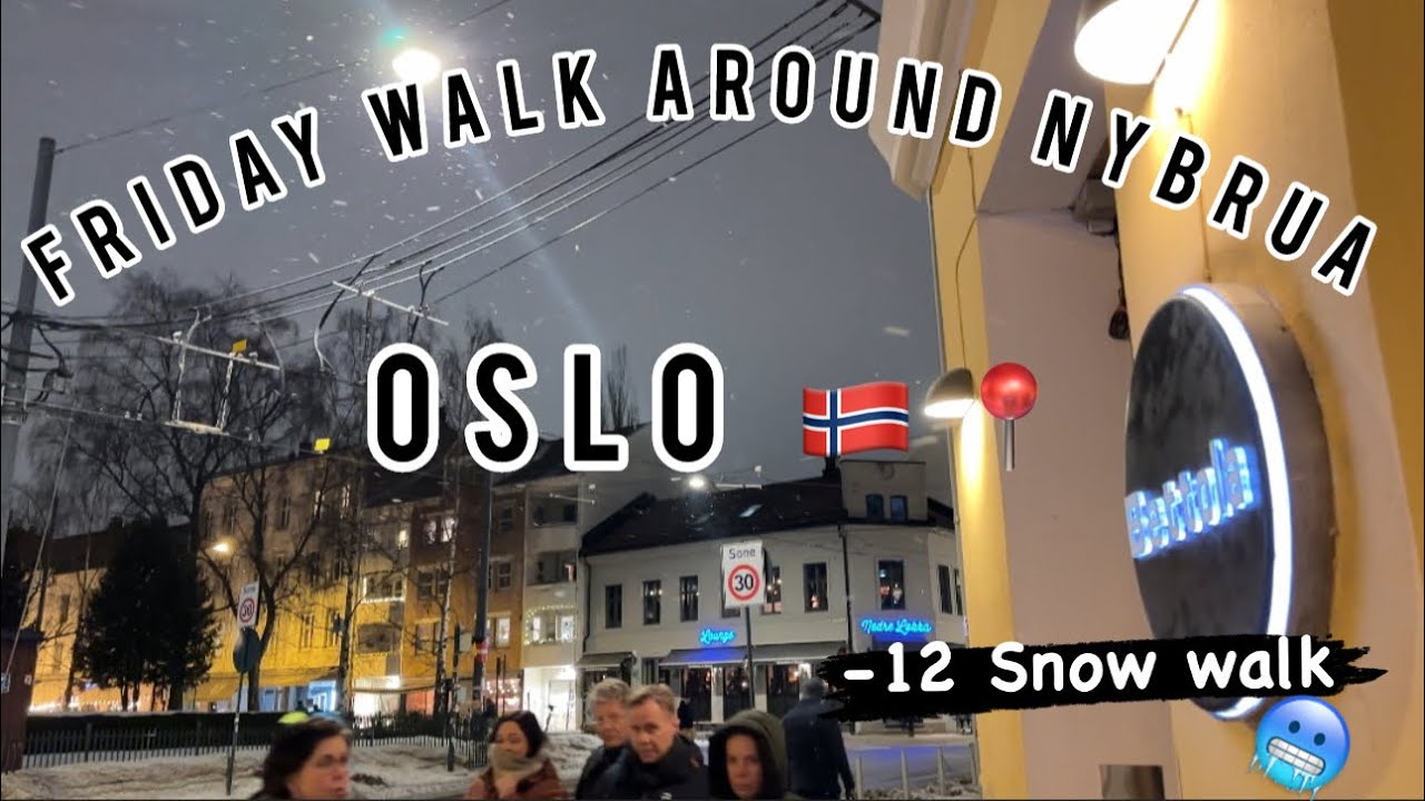Friday evening snowy walk in Oslo-Exploring Norway🇳🇴-Beautiful snow but ...