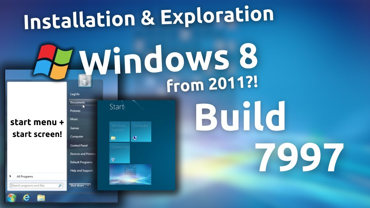 Installation & Exploration: Windows 8 build 7997 - YouTube