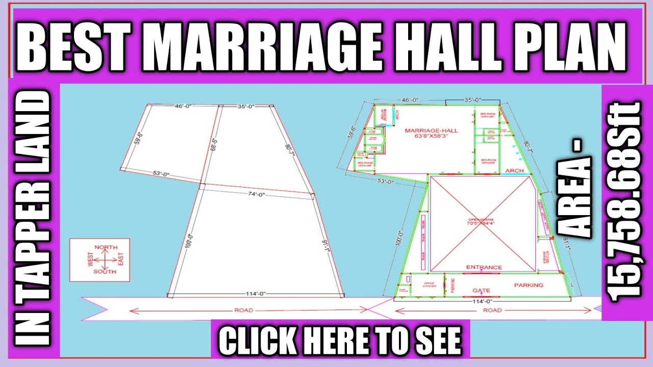 Architectural Marriage Hall Plan in Land -15,758.68Sft|Auto cad ...