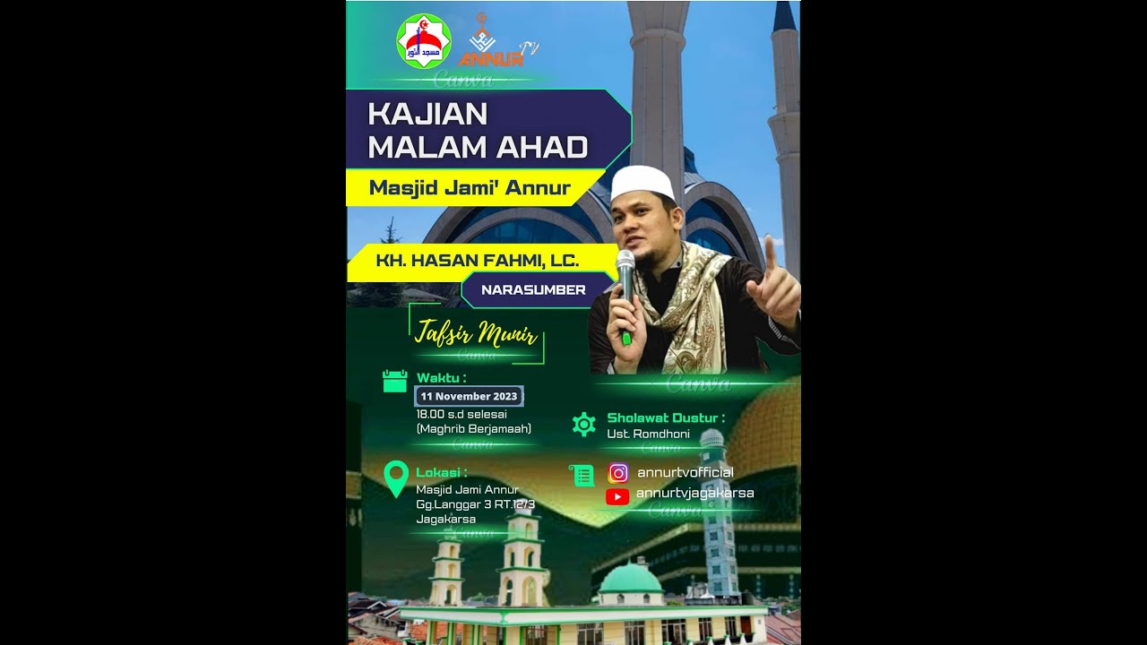 LIVE ! PENGAJIAN !! Kajian Malam Ahad | Kitab tafsir munir | KH.HASAN ...