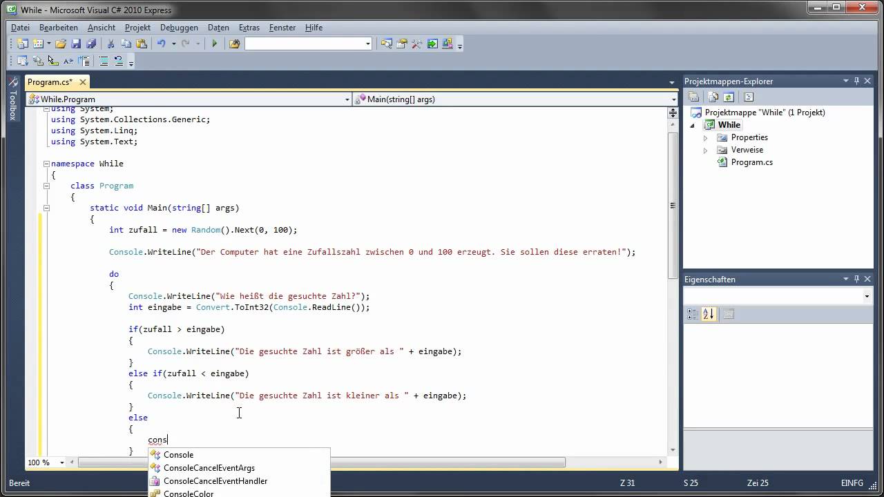 Schleifen mit »while« und »do while« - Visual C# 2010 - YouTube
