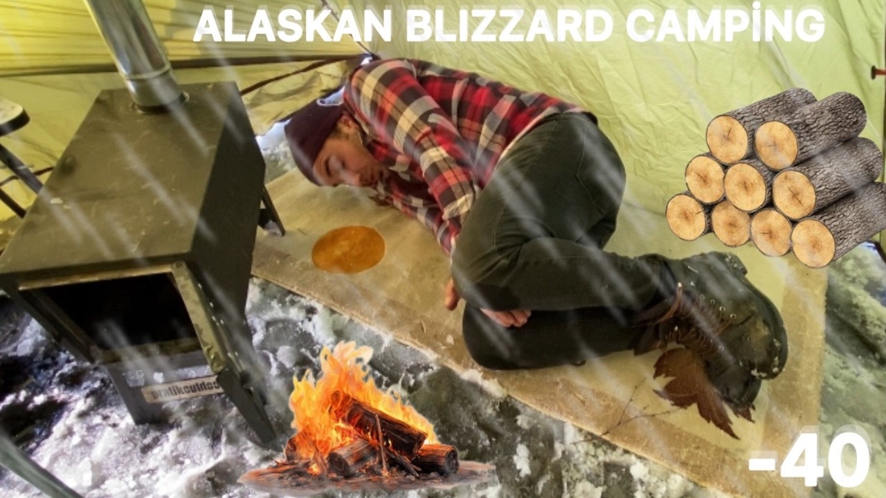 Extreme Winter Cold Alaska Camping -46° Solo Camping 4 Days | Hot Tent ...