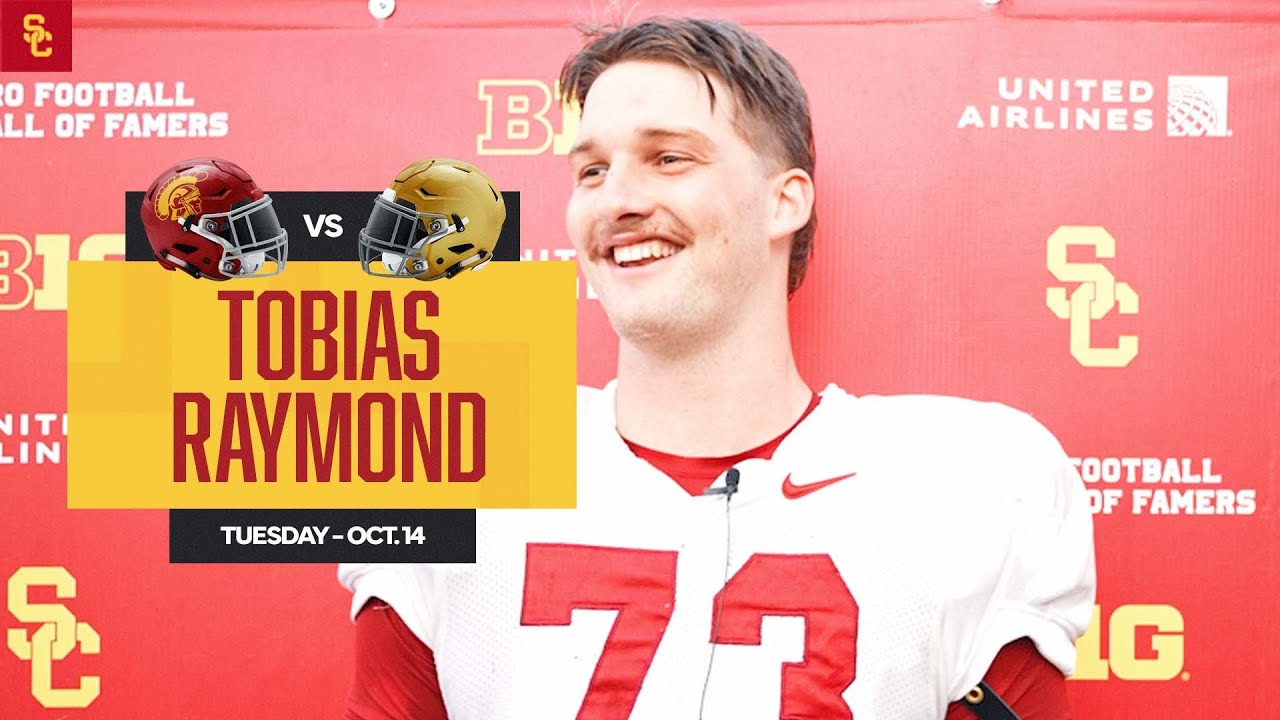 USC OL Tobias Raymond | Tuesday of Notre Dame Week - YouTube