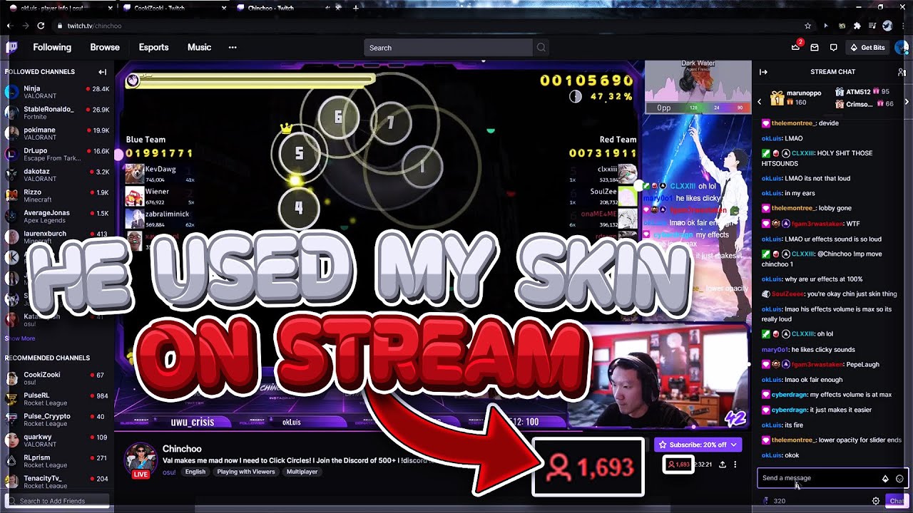 so i got Famous Streamers to React to my NEW osu SKIN.. | Akeno ...