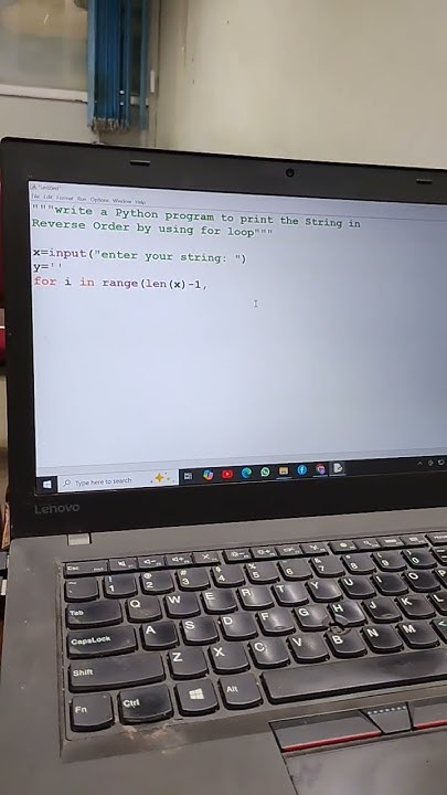 Reverse String In Python Using For Loop Python Coding Shorts