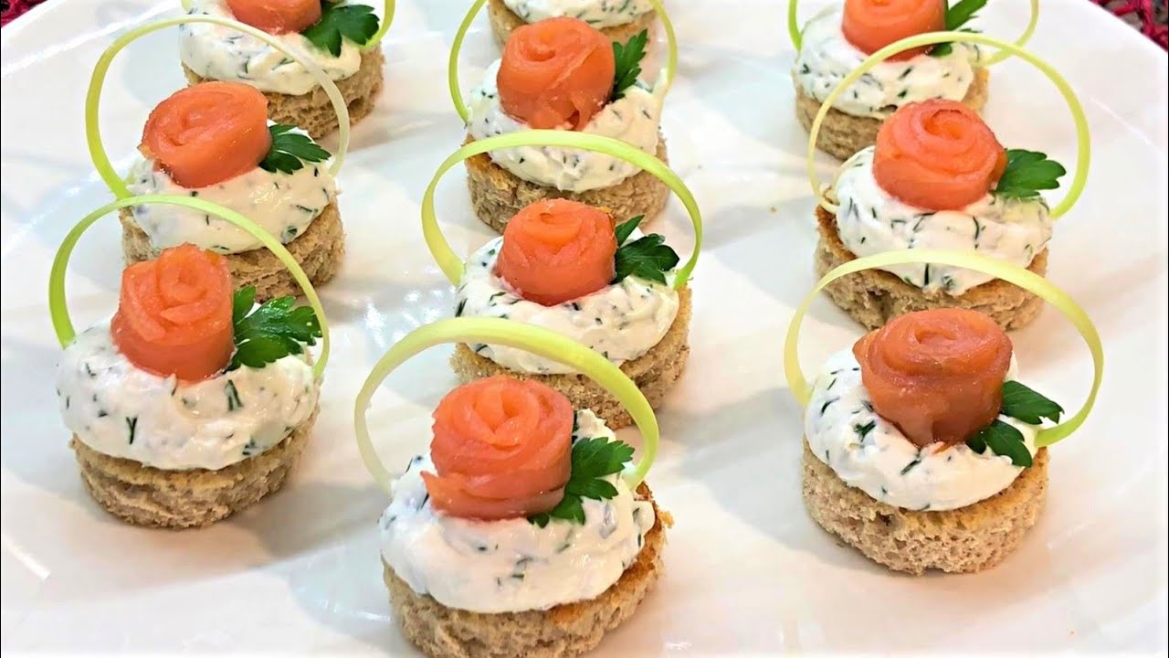 Канапе на Новогодний Стол/ Канапе с Красной Рыбой. - YouTube