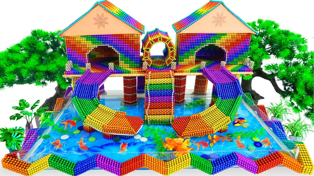 Magnet Challenge How To Build Double Water Slide, Swimming Pool ...