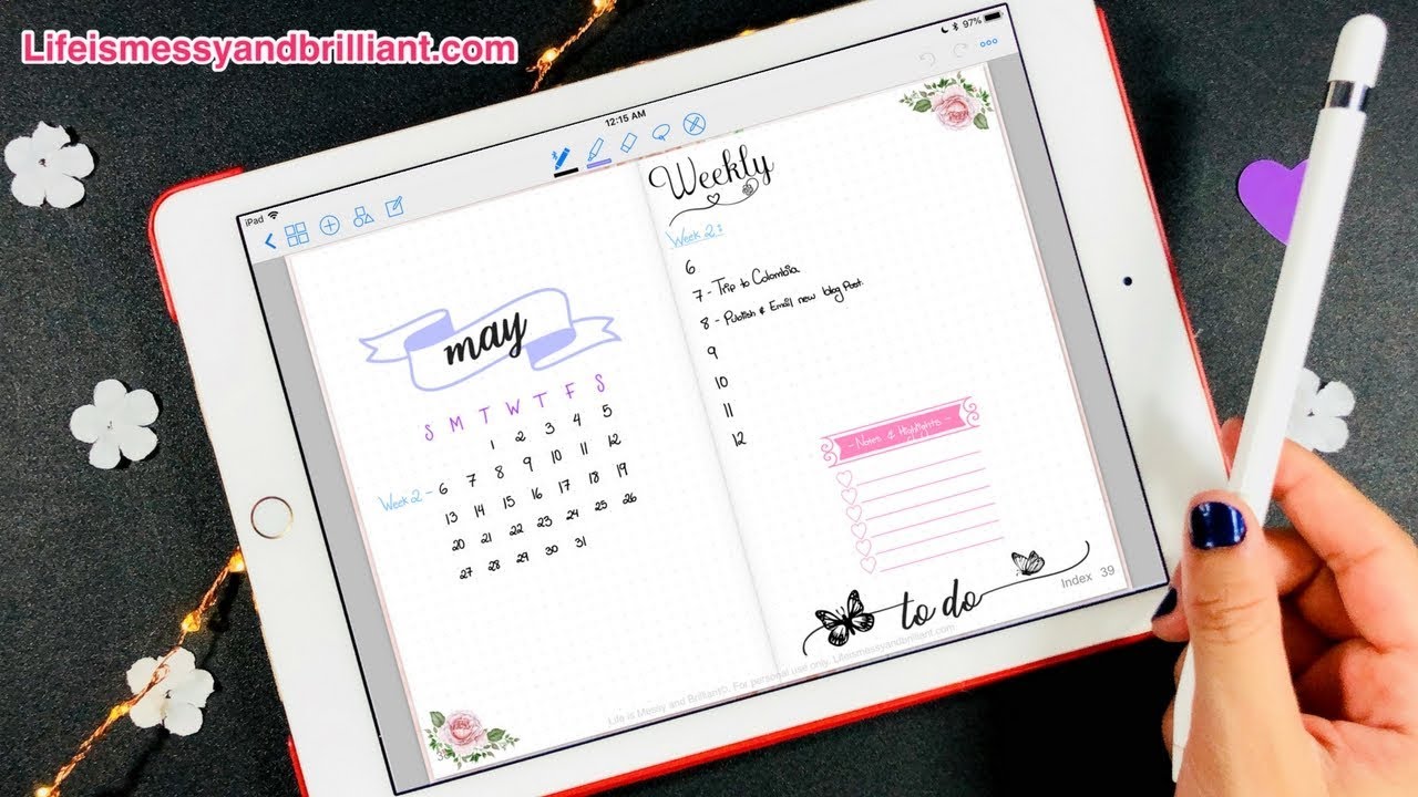 May Digital Planner | Digital Bullet Journal Spread - YouTube