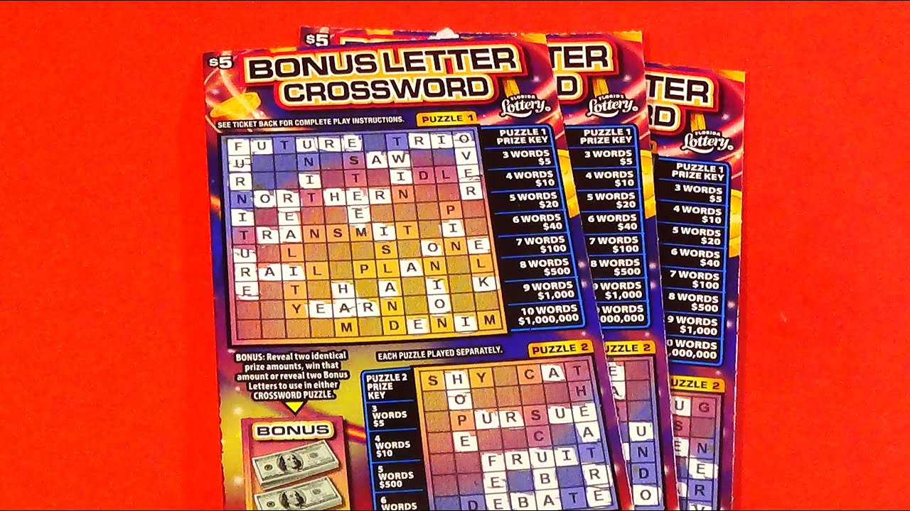 WORDS ON WED. 178: THREE $5 BONUS LETTER CROSSWORD FL Lottery Tickets ...