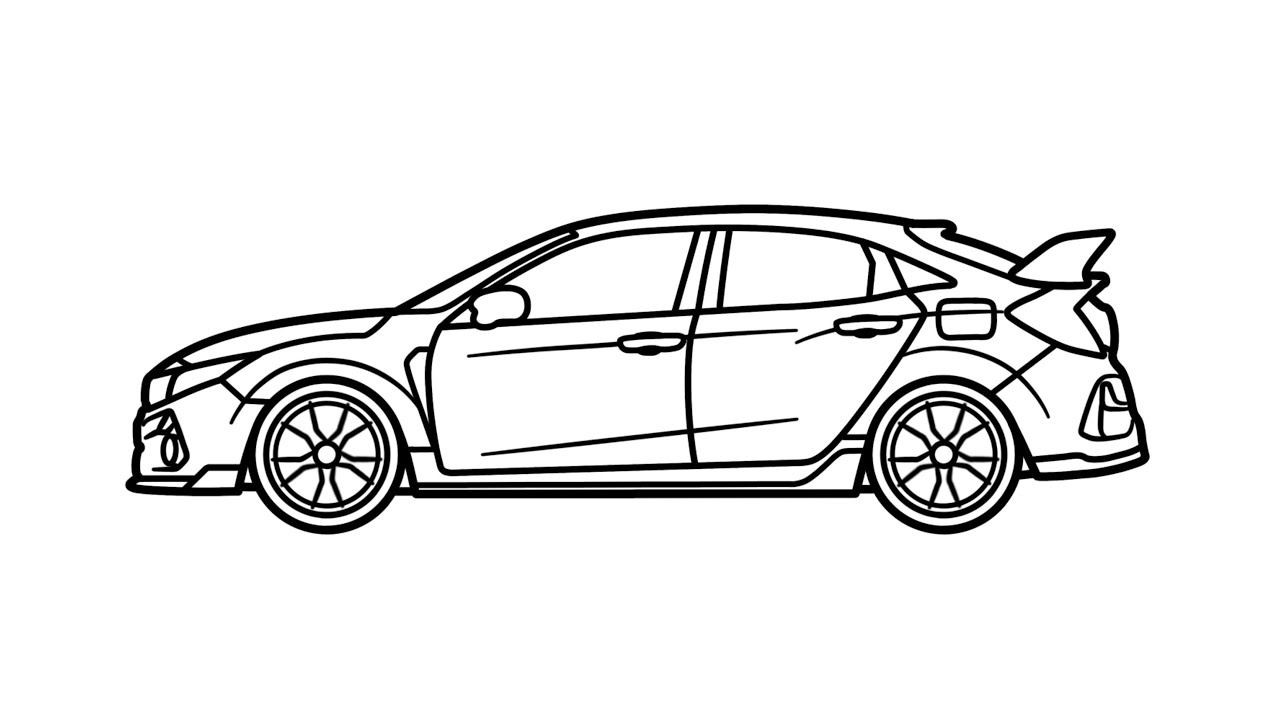 How to draw a HONDA CIVIC TYPE R easy / drawing honda civic hatchback ...