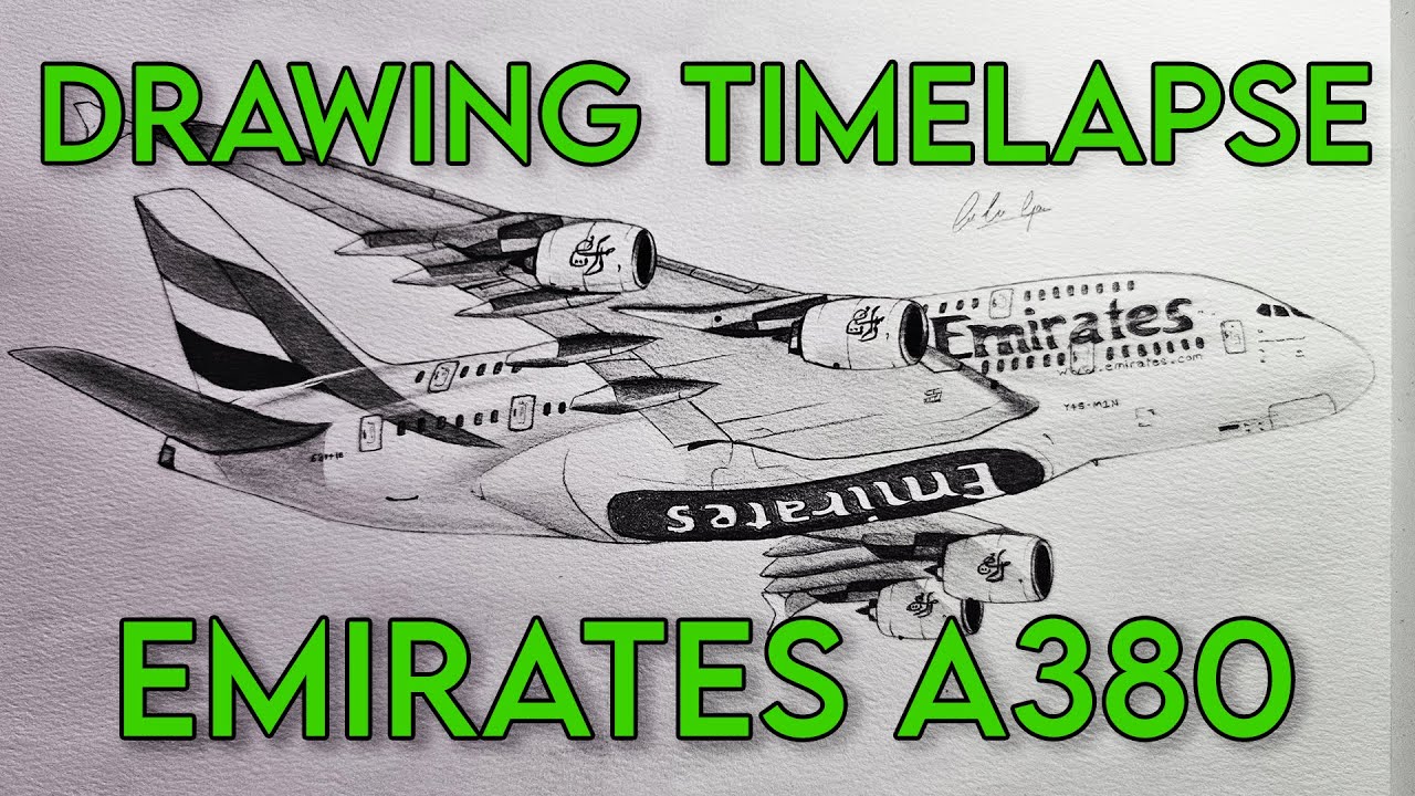 Drawing Timelapse - Emirates Airbus A380 - YouTube