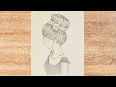 How to draw a girl with a Messy Bun Hair - step by step - YouTube