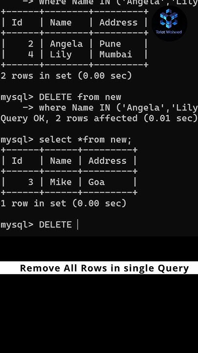 How to DELETE ALL RECORDS in One Query in MySQL #mysql #delete #all #database #query #interview ...