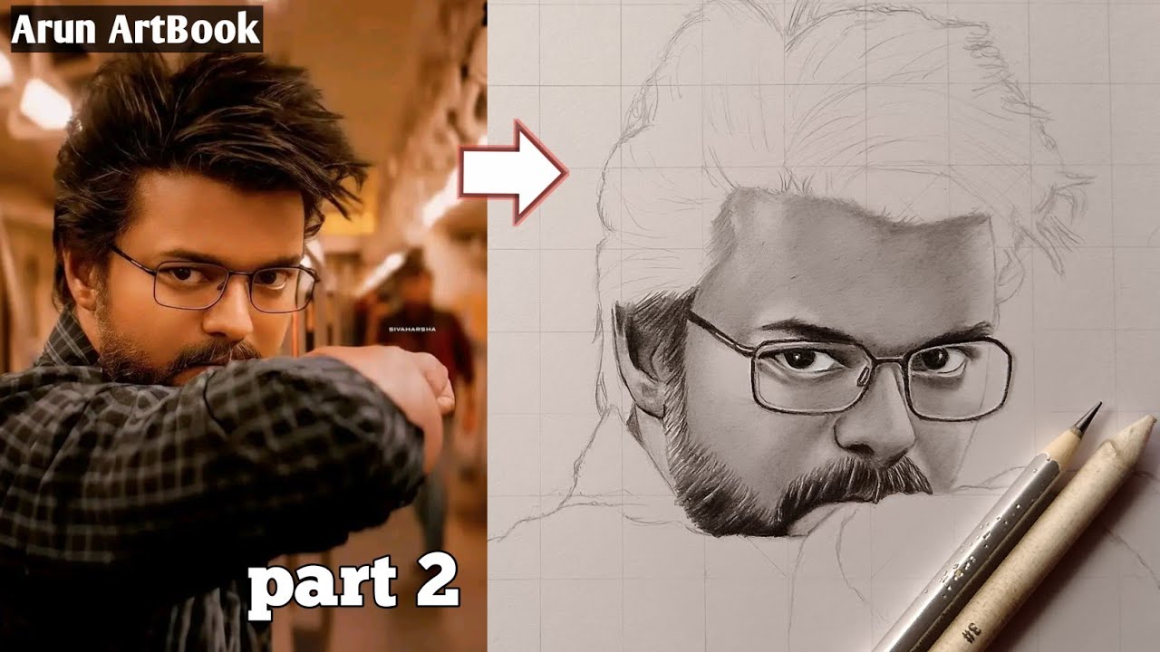 The GOAT Vijay Drawing Easy Step By Step / Thalapathy Drawing Simple ...