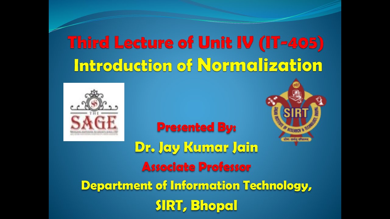 Introduction of Normalization - YouTube