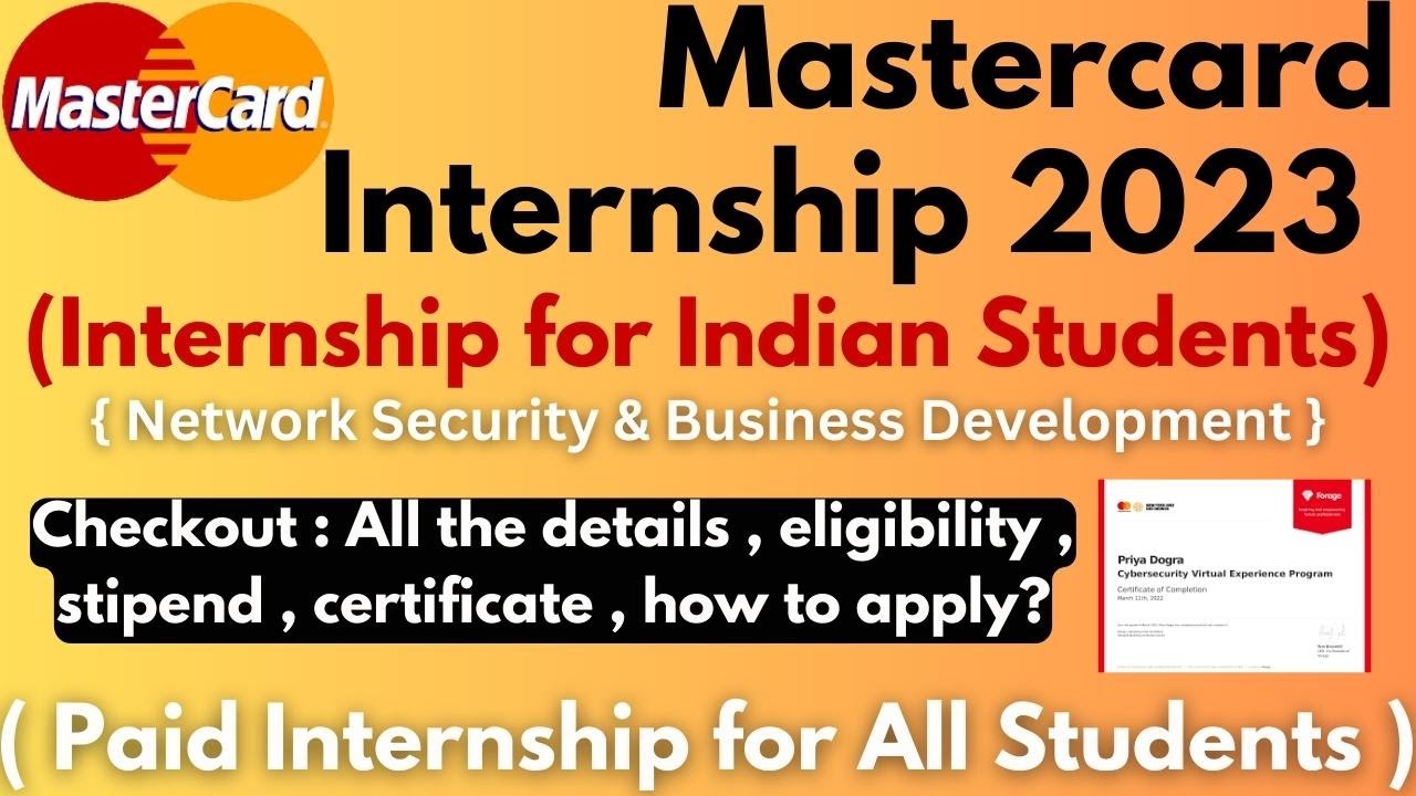 MasterCard Internship 2023 for Indian Students | Summer Internship Program | Free Certificate ...