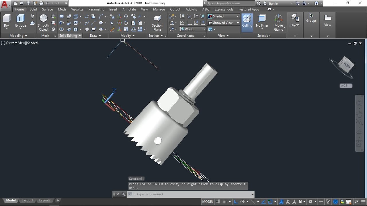 AutoCAD 3D, How to draw Hole Saw, autoCAD THE END - YouTube