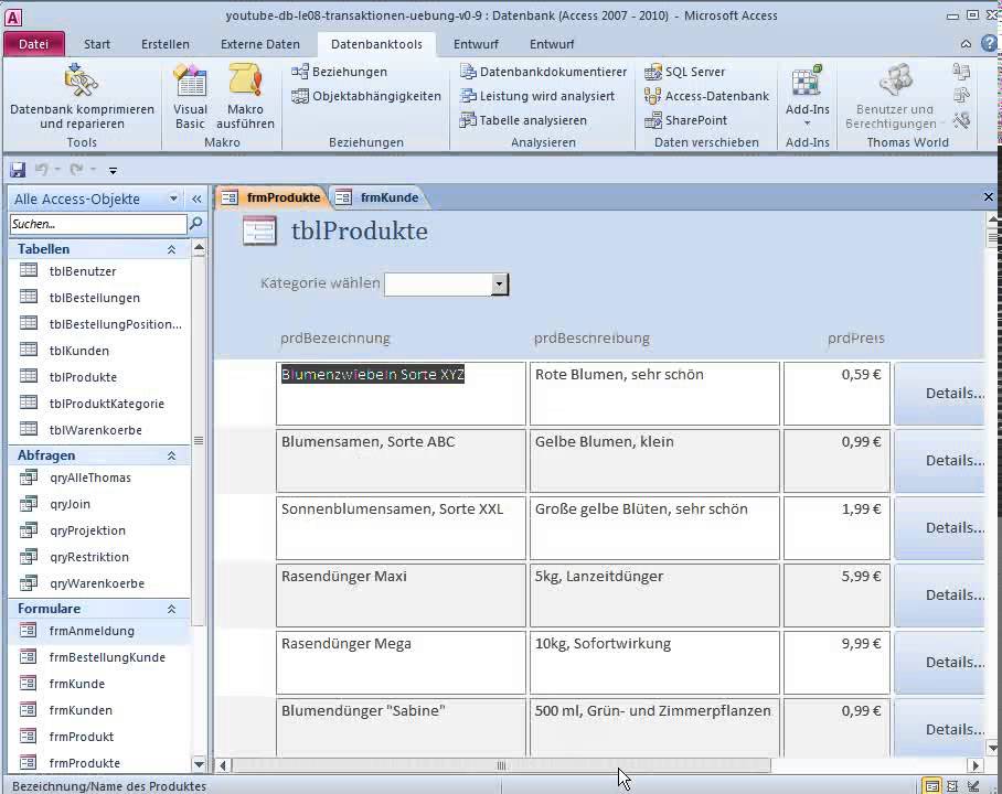 08U06: Datenbanken mit MS Access (Übung) -LE08- Teil6 - Transaktionen ...