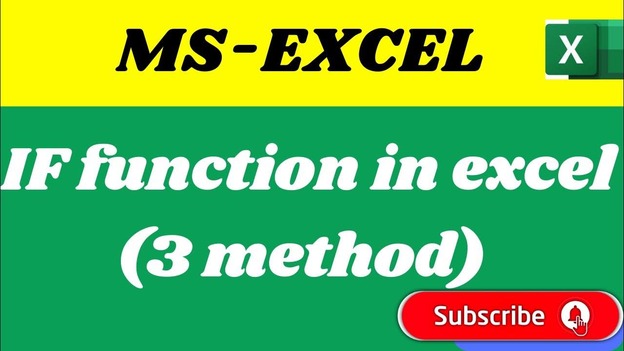 If Function In Excel 3 Method Excel Iffunction Function Youtube