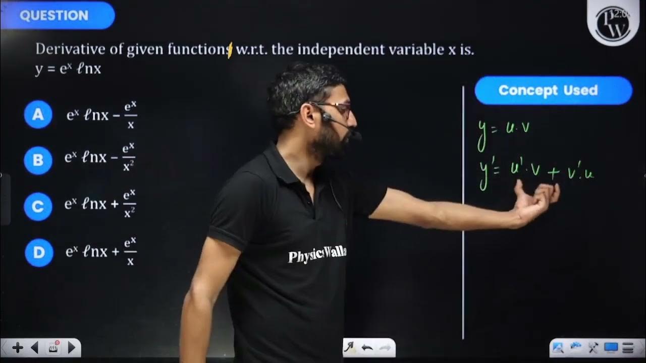 Derivative of given functions w.r.t. the independent variable \(x\) is. \[y=e^x \ln x ...