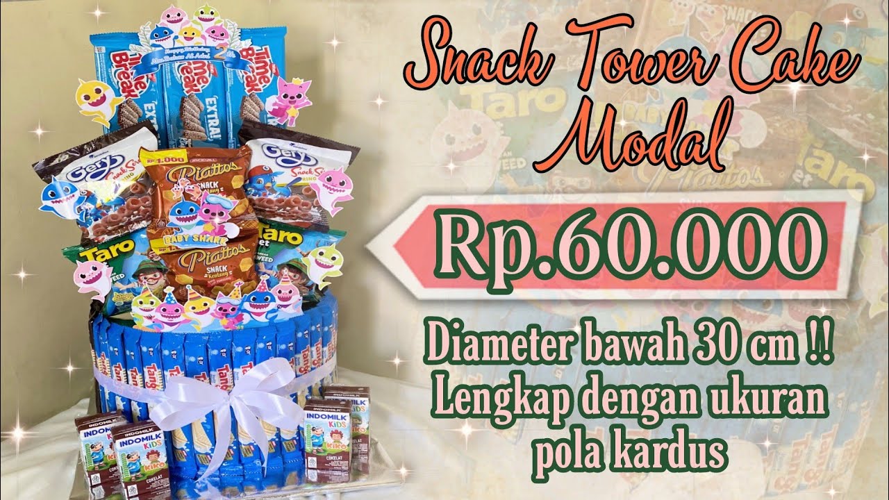 TUTORIAL SNACK TOWER CAKE TEMA BABY SHARK LOW BUDGET MODAL Rp.60.000 ...