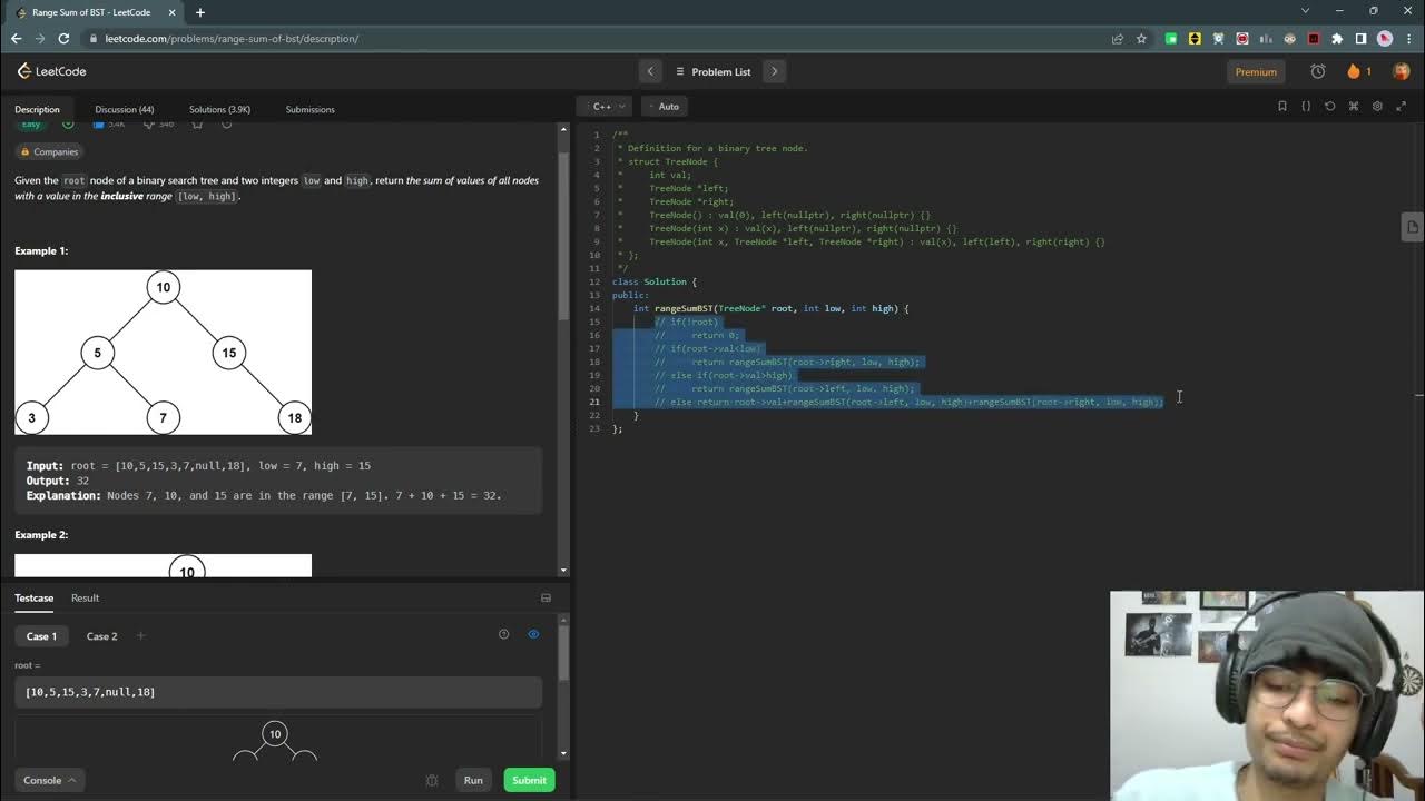938. Range Sum of BST || LeetCode Solution || C++ - YouTube