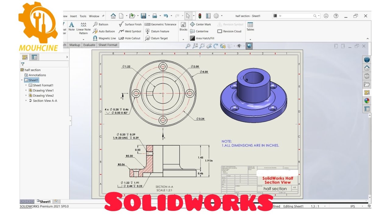 dessin Une Pièce Sur Logiciel Solidworks - YouTube
