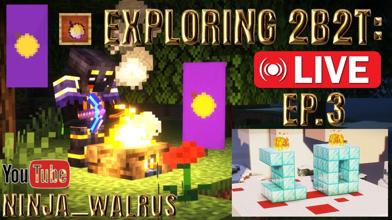 Exploring 2b2t LIVE ep. 3 | Roaming outer spawn & ruins of 10 year 2b2t Anniversary base - YouTube