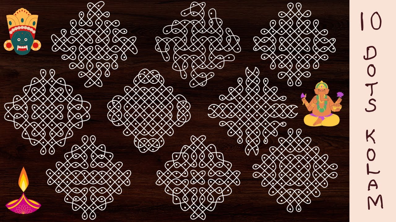 Navratri special kambi kolam designs 2023 with 10 dots 🌷 10x2 dots ...