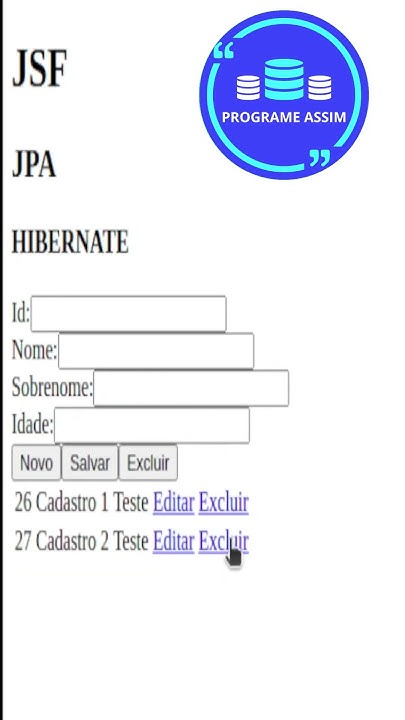 Crud com JSF JPA Hibernate [Persistência de dados] - YouTube