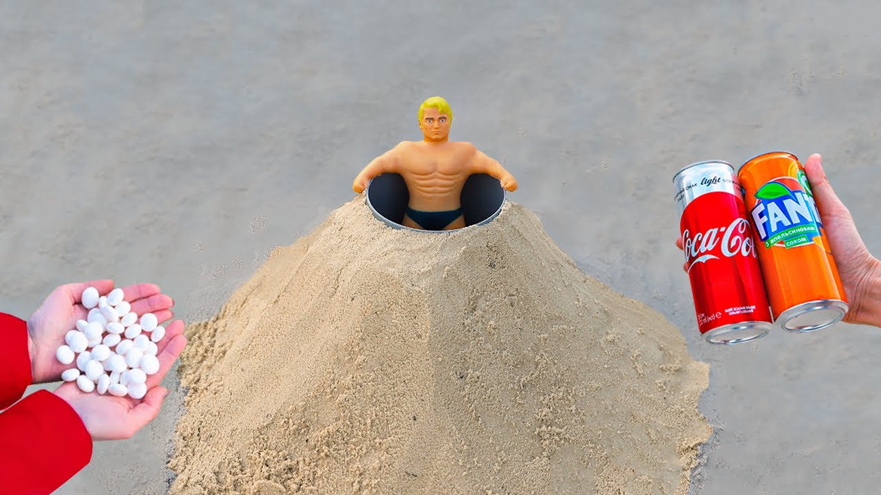 Volcano from Coca Cola, Fanta, Sprite, Pepsi and Mentos vs Stretch ...