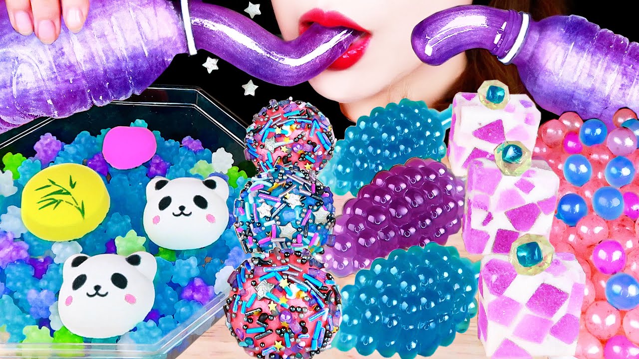ASMR GALAXY HONEY JELLY, PANDA CANDY, DIAMONDS, EARTH JELLY, BOBA 갤럭시 ...