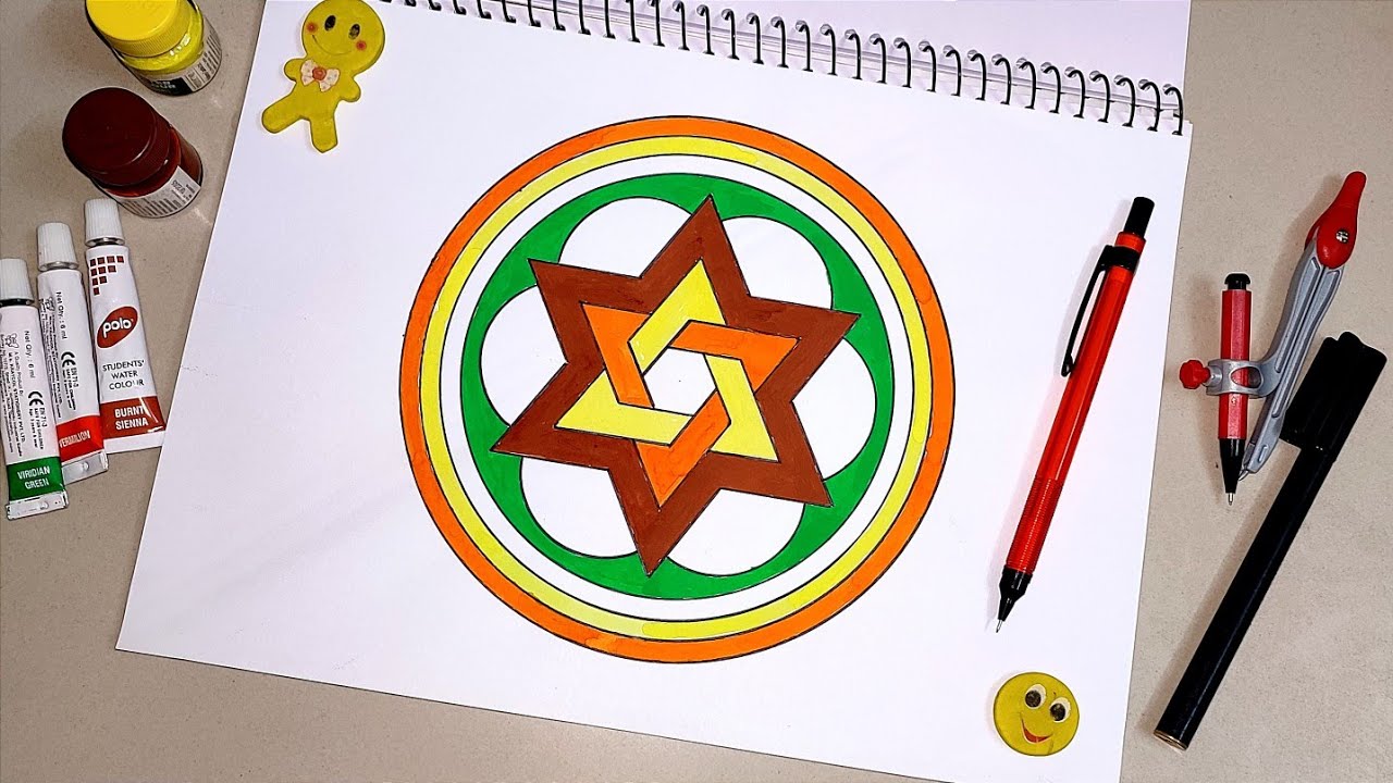 Geometric Circle Art With Painting || Circle geometric drawing step by ...