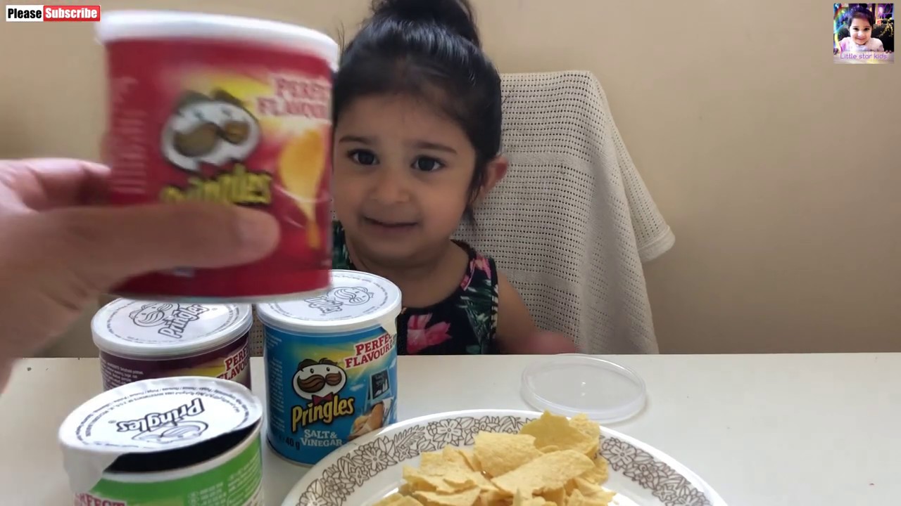 Baby learn colours with Pringles (kids video) - YouTube